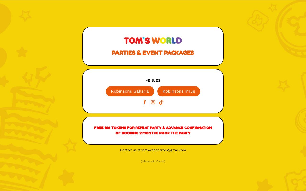 Home [tomsworldparties.carrd.co]